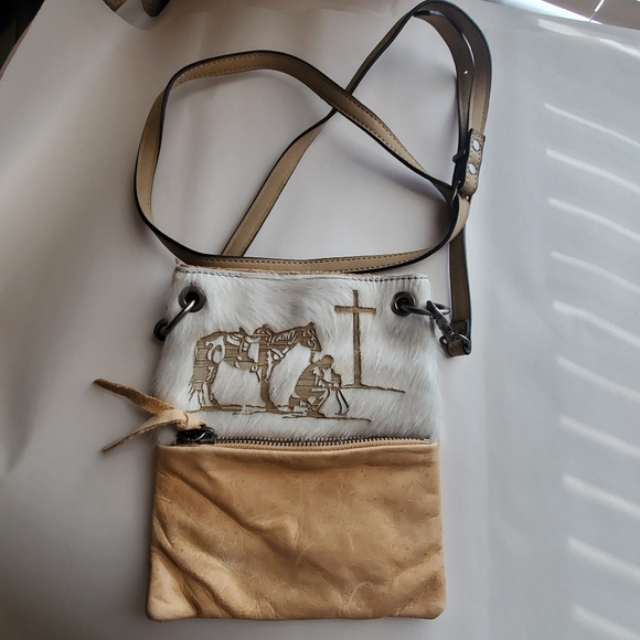 P&G | Bags | Pg Collection Brown Leather Horse Cowboy Faith Crossbody ...